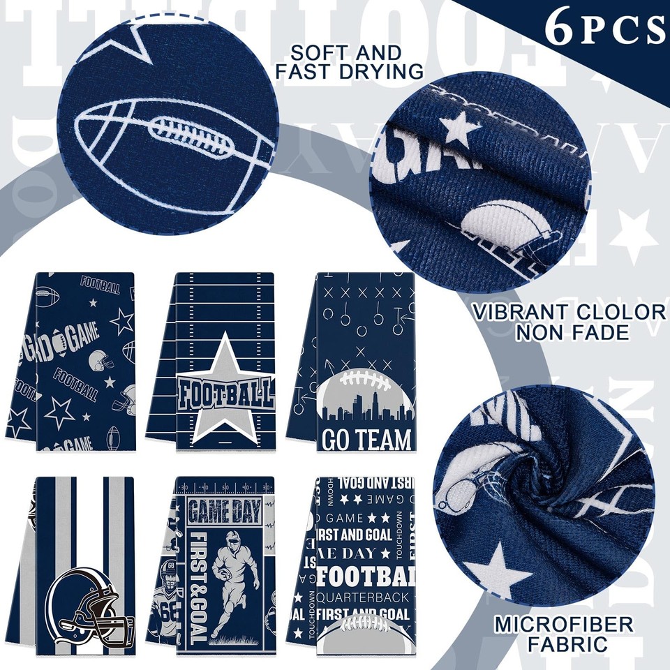 6 Pcs Football Hand Towels Sport Party Decorative Towels for Men ...