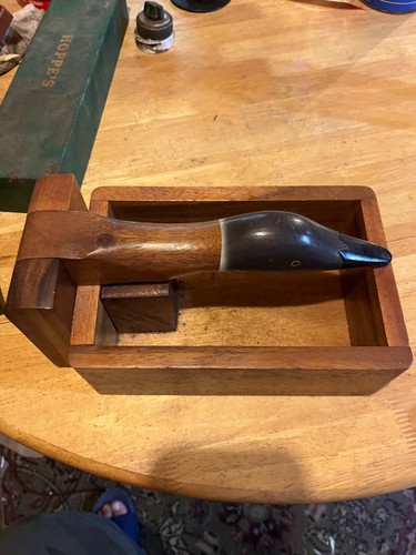 Vintage Hand Carved Wood Nut Cracker Box Bowl Philippines Brown Duck ...