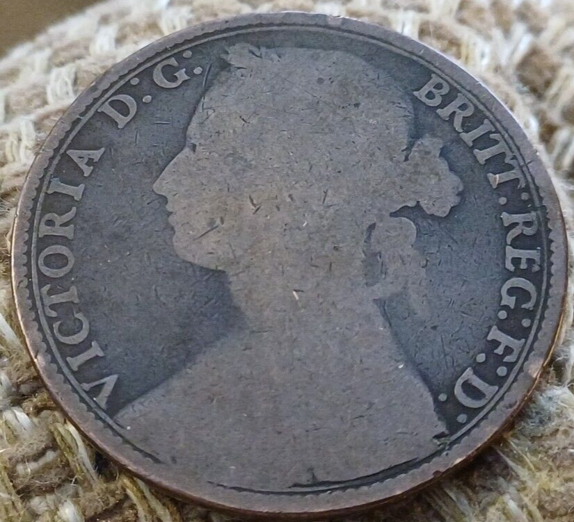 1881 NO H VICTORIAN BUN HEAD ONE PENNY COIN SEE PICS Y 245 Y 244 ...