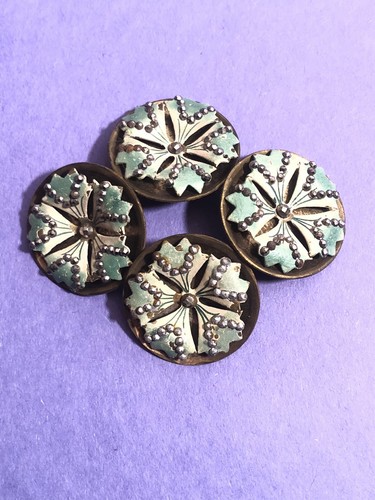 4 Painted Metal Buttons (57) | eBay