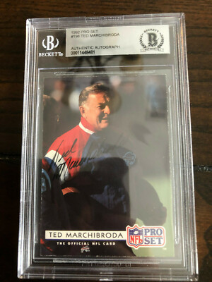 1992 Pro Set #198 Ted Marchibroda Signed Trading Card Bills Beckett ...