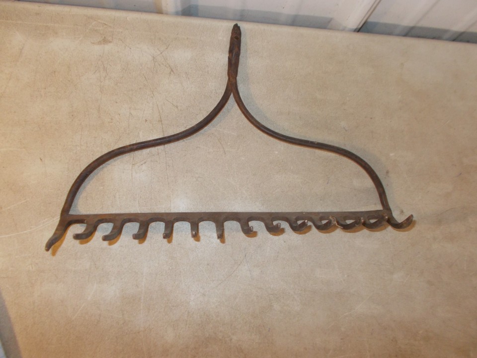 3 Yard Rake Head 14 Tine Farm Decor Cast Iron Metal 14" Length Garden ...
