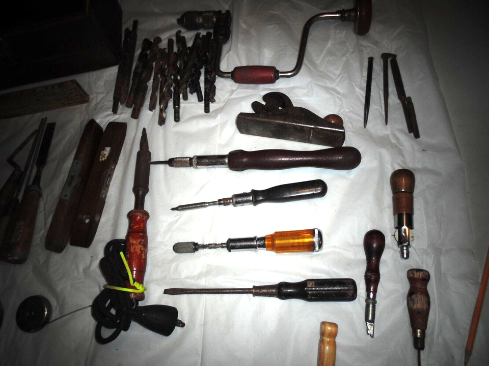 Vintage Lot of Small Hand Tools Inc Wooden , Wrenches Etc | eBay