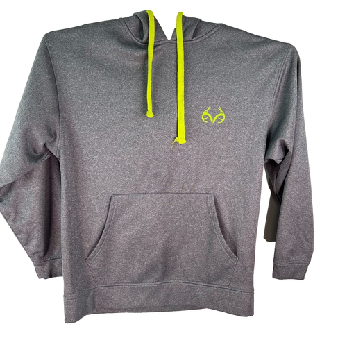 Realtree Mens Long Sleeves Drawstring Pockets Pullover Gray Hoodie Size ...