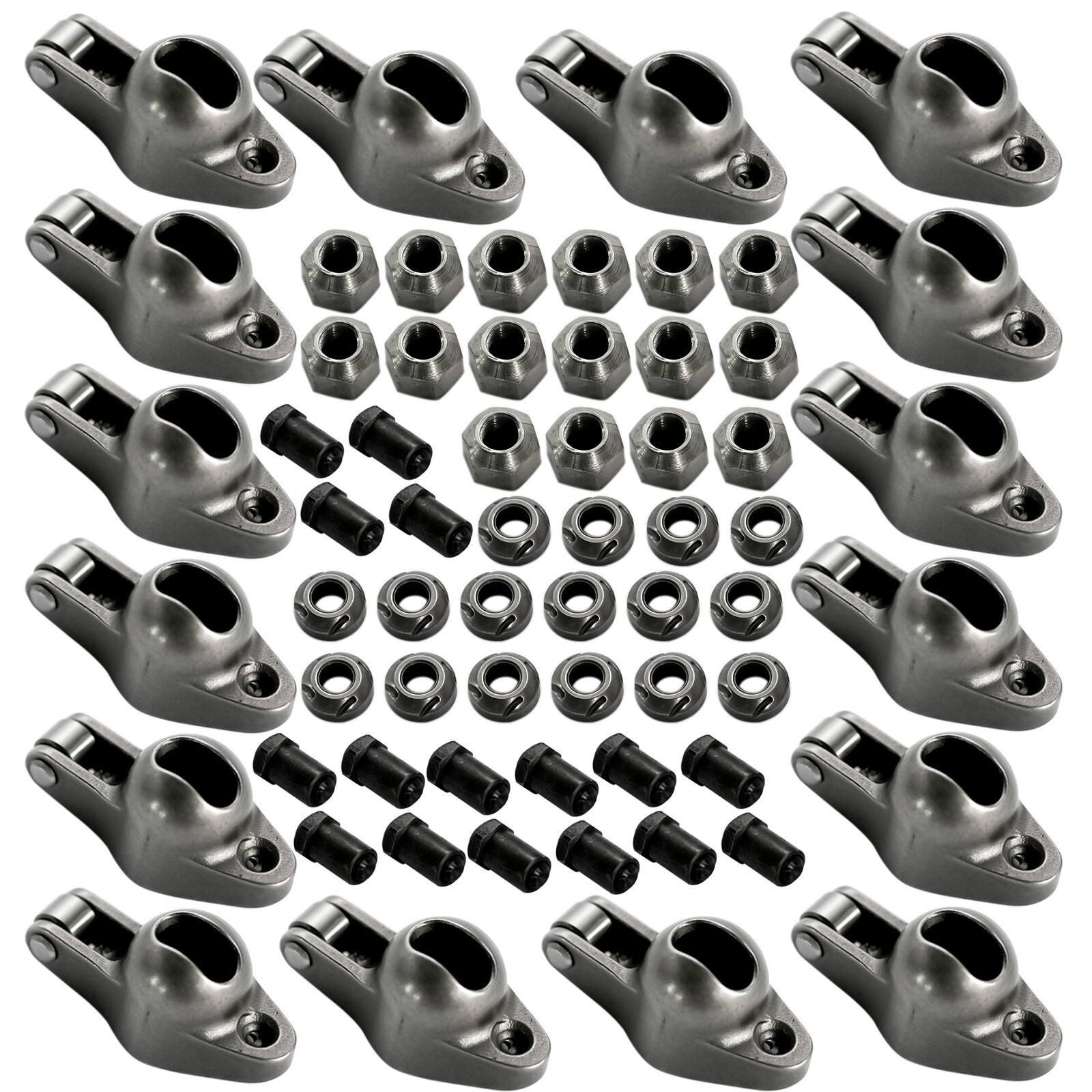 For SBC Chevy 305 350 400 Roller Tip Rocker Arms w/ Nuts and Balls 1.6 ...