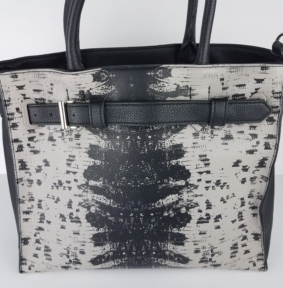 Reed Modern American Luxury Handbag EUC Black Gray Vegan Purse Stachel ...