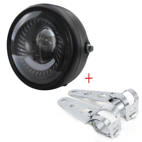 LED Headlight Hi/Lo Beam Headlamp 31-41mm Head Light Mount Brackets ...