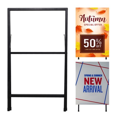 Floor Sign Holder Poster Display Easel Double/ Single Sided Metal Sign ...