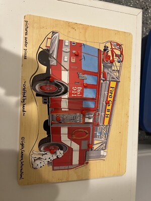 Lights Camera Interaction Pictures Under Pieces Melissa & Doug Firetruck Puzzle | eBay