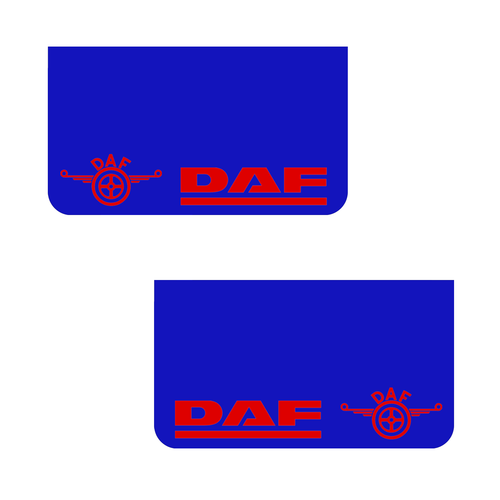 DAF Lorry HGV Rear Mudflaps 36x64cm Smooth Blue PVC Mud Flaps Red Text ...