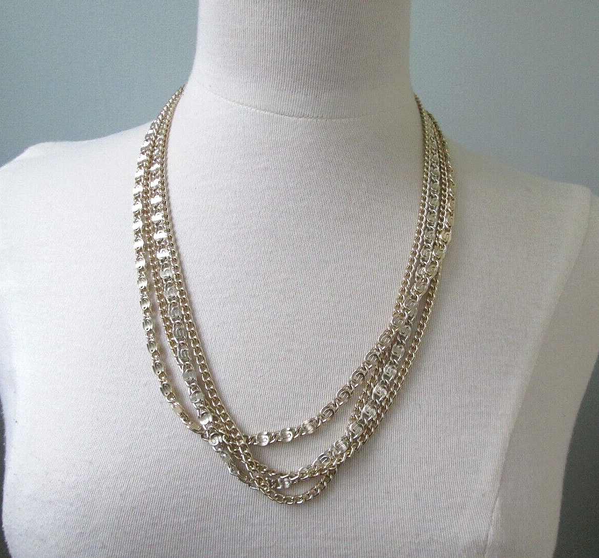 Vintage Sarah Coventry Multi Strand Gold Chain Neckla… - Gem