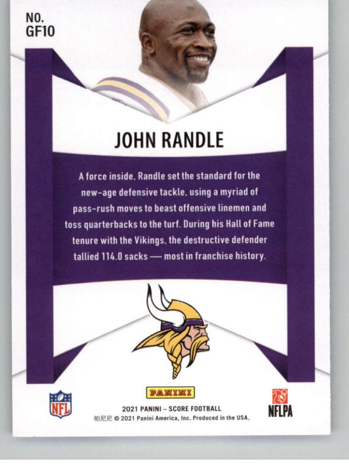 JOHN RANDLE 2021 Score Game Face #10 NFL Vikings ID:47021 | eBay
