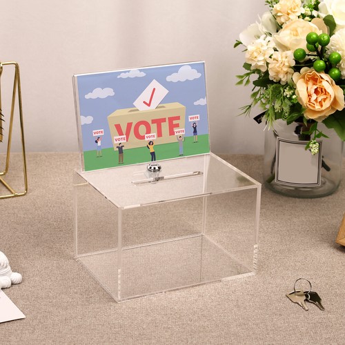 Acrylic Donation Box with Lock Clear Ballot Box with Sign Holder ...