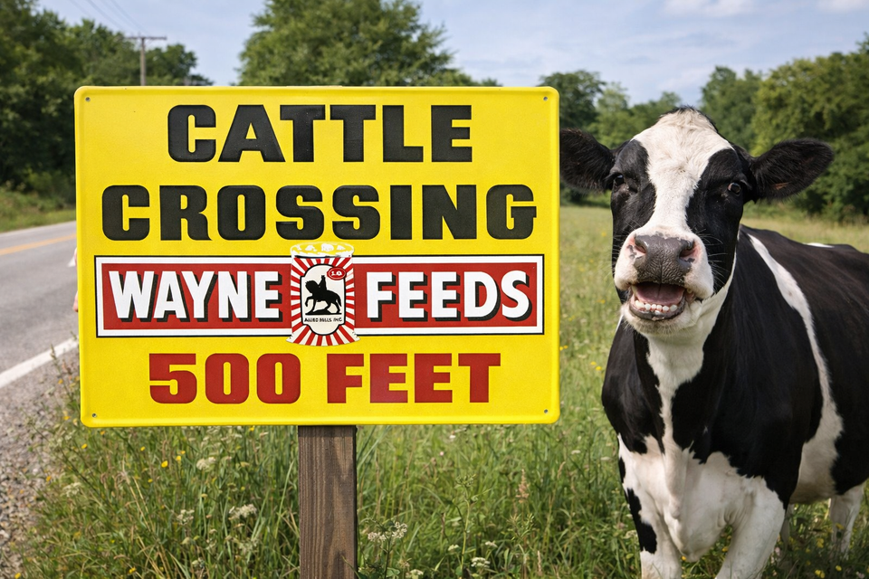 Cattle Crossing 500 Feet Wayne Feeds Steel Advertising Farm Embossed ...