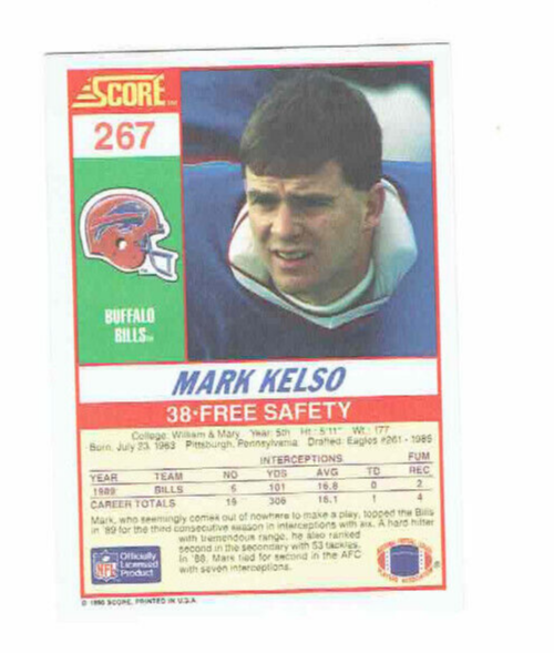 Mark Kelso Buffalo Bills #38 FS #267 Score 1990 Football Card | eBay