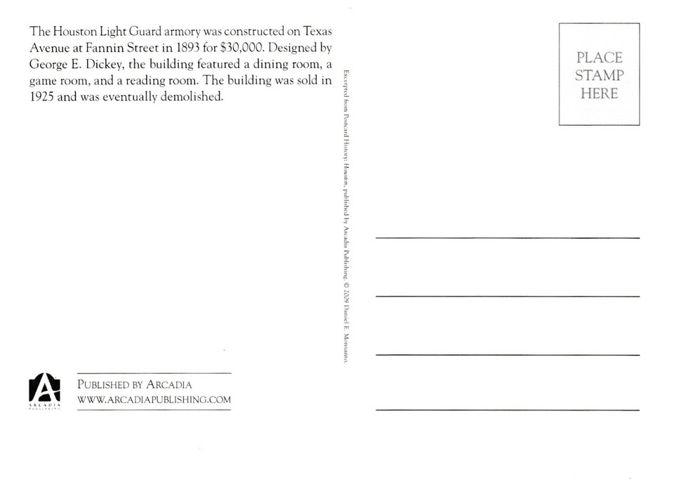 *Postcard-"The Houston Light Guard Armory" ...built 1893- CLASSIC ...