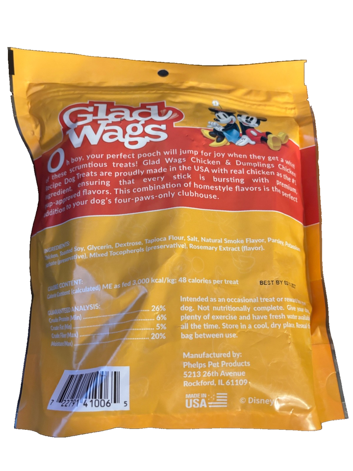 Disney Glad Wags Chicken & Dumplings Jerky Mickey Dog Treats 12 Oz USA ...