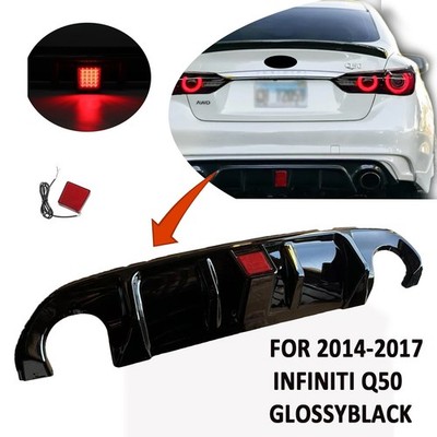 FIT 2014-2017 INFINITI Q50 REAR BUMPER DIFFUSER W/ LED BRAKE LIGHT ...