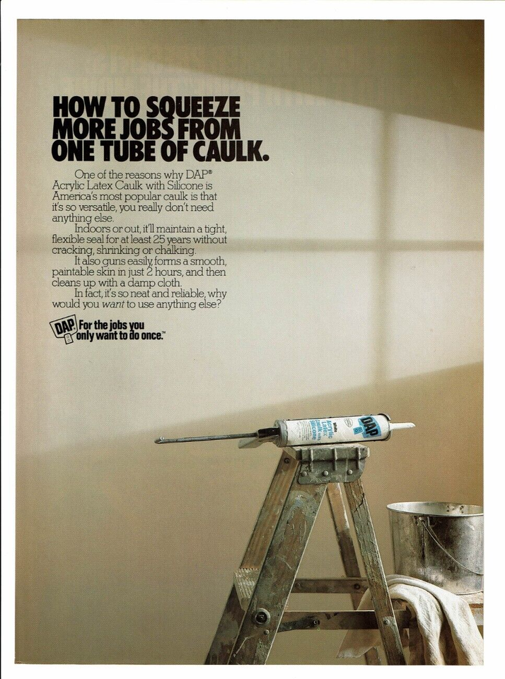 1989 Vintage Print Ad How To Squeeze More Jobs From One Tube of Caulk ...