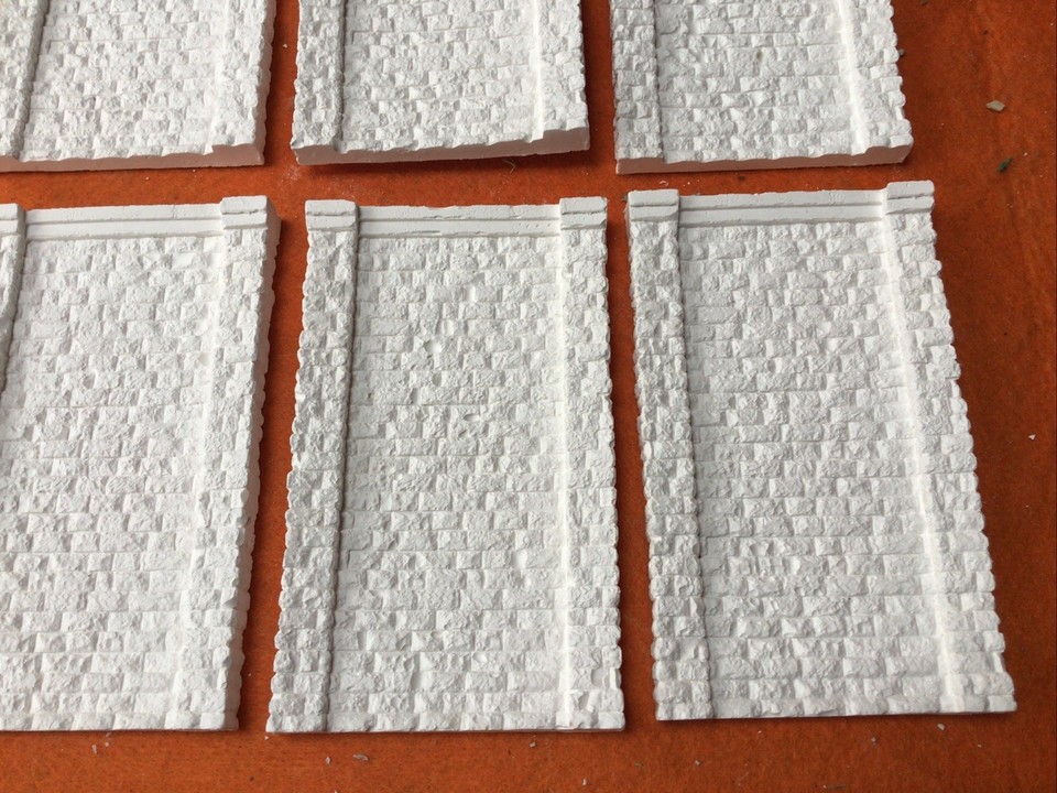 oo/ ho scale Cut stone wall panels - x 6 pcs white- unpainted RAH 18 ...