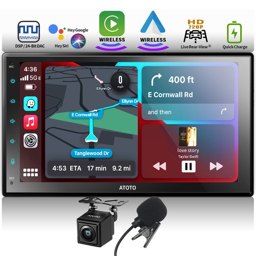 ATOTO F7WE 7" Car Stereo GPS Double Din Radio BT Wireless Android Auto ...