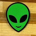 GREEN SPACE ALIEN HEAD PATCH iron-on embroidered EXTRATERRESTRIAL AREA ...