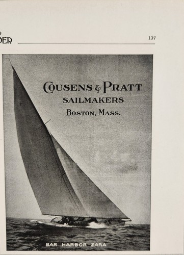 1929 Print Ad Cousens & Pratt Sailmakers Bar Harbor Zara Boston ...