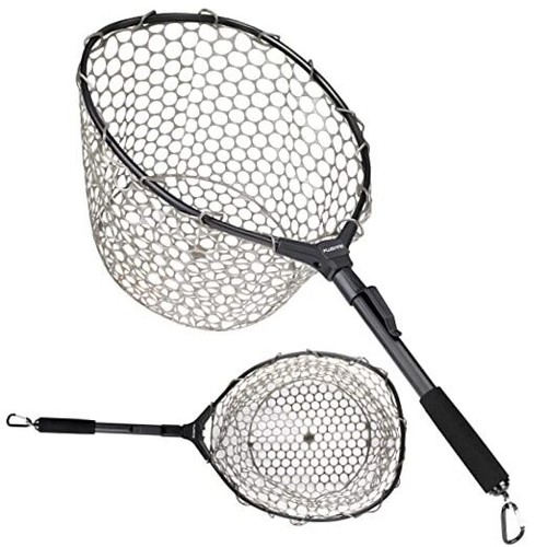 Fly Fishing Net, Bass Trout Landing Net, 16 x 13 Hoop Size (28Extend ...