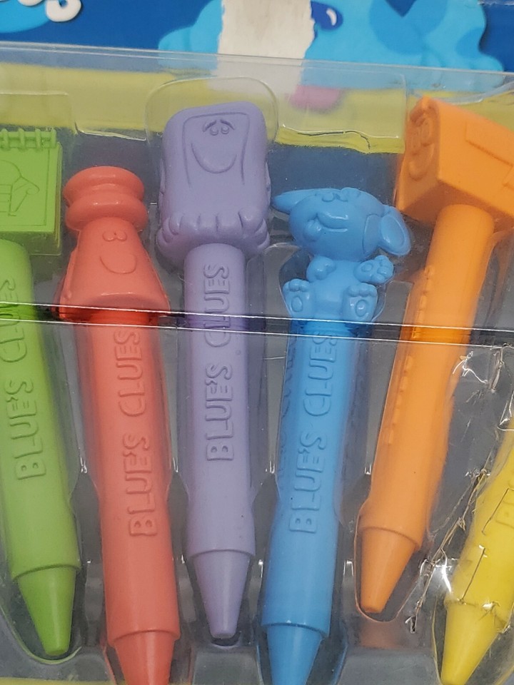 BLUES CLUES * CHARACTER CRAYONS Blue Mailbox clock Slippery Thinking ...