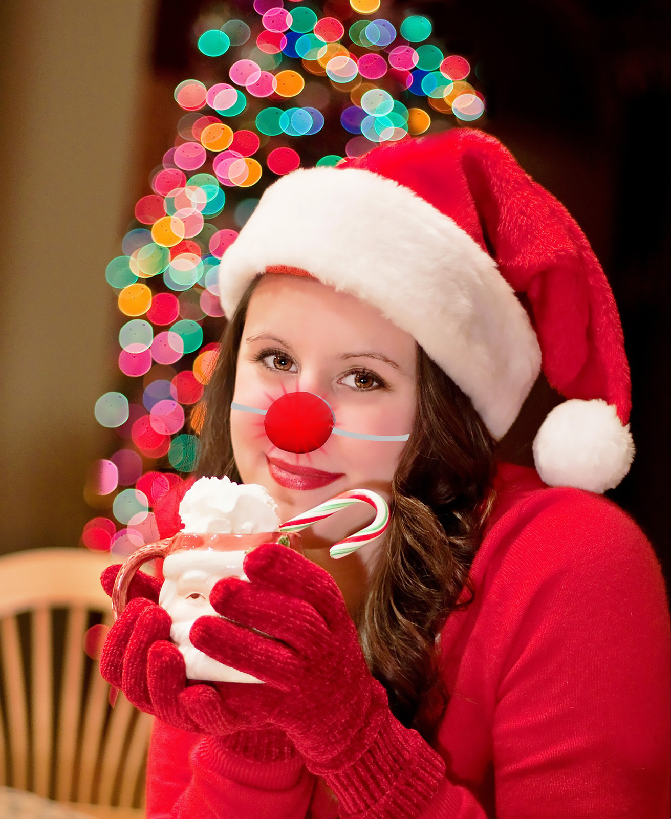 Light up Rudolph Nose LED Flashing Red Blinking Clown Reindeer Costume ...