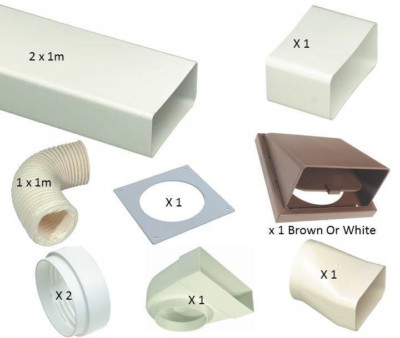 3m Cooker Hood Straight Ducting Kit 6" 150mm White or Brown Vent ...