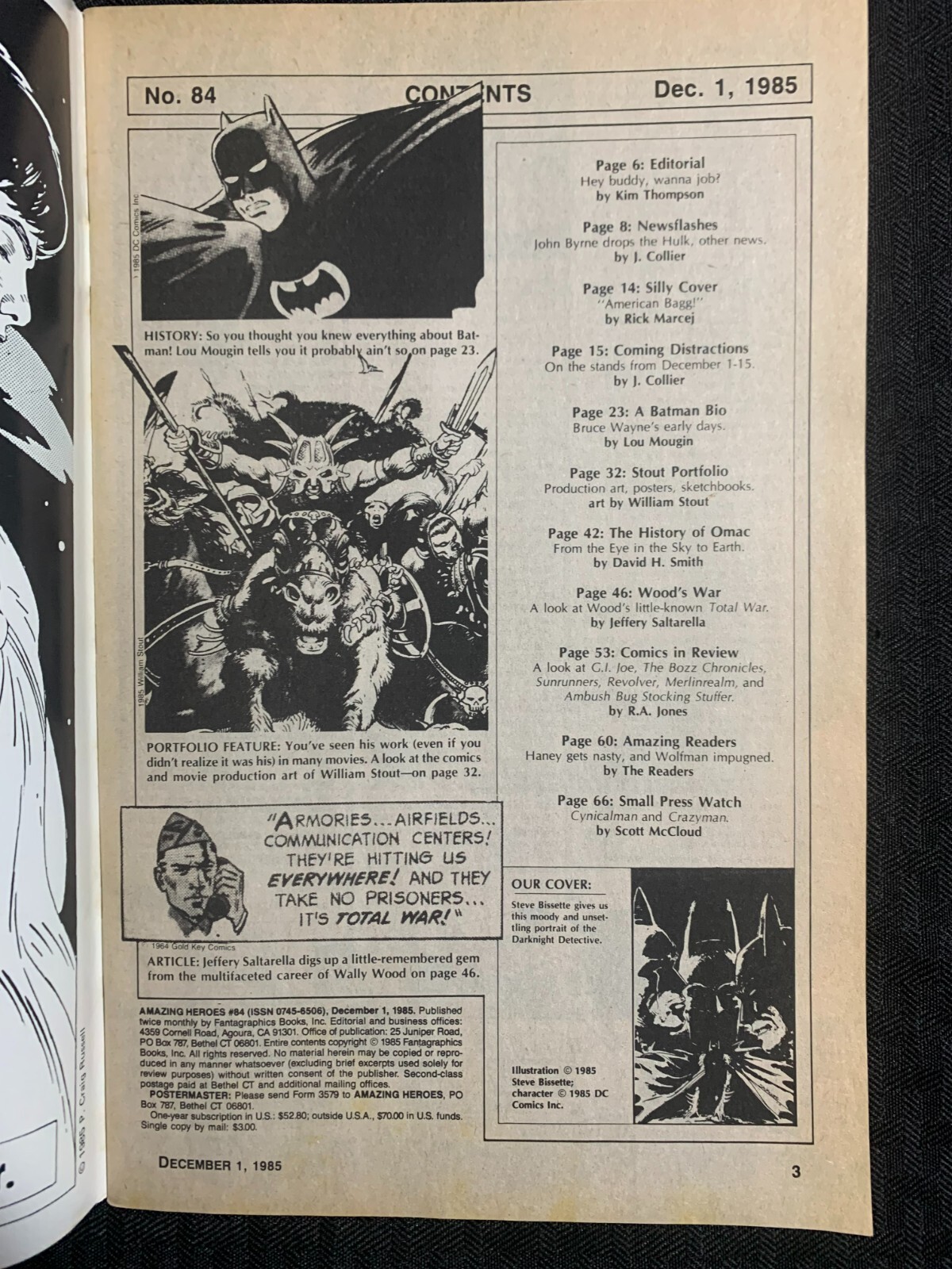1985 AMAZING HEROES Comic Magazine #84 FN+ 6.5 Batman Biography ...