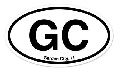 GC Garden City LI Long Island Oval car window bumper sticker decal 5" x ...