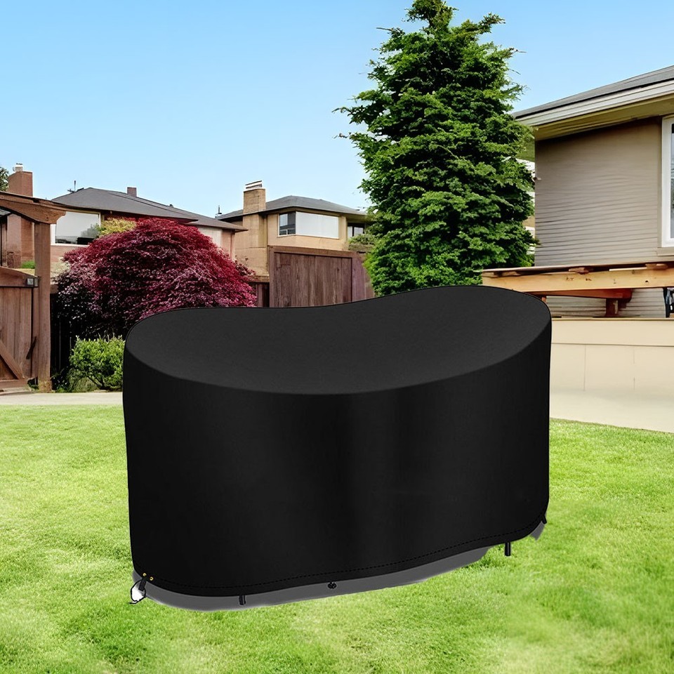 210D Oxford Fabric Oval Table Cover Waterproof Black for Patio ...