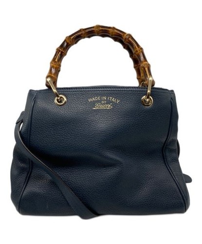 GUCCI Bamboo 336032 2Way Shoulder Handbag Black Leather Purse Vintage Bag | eBay