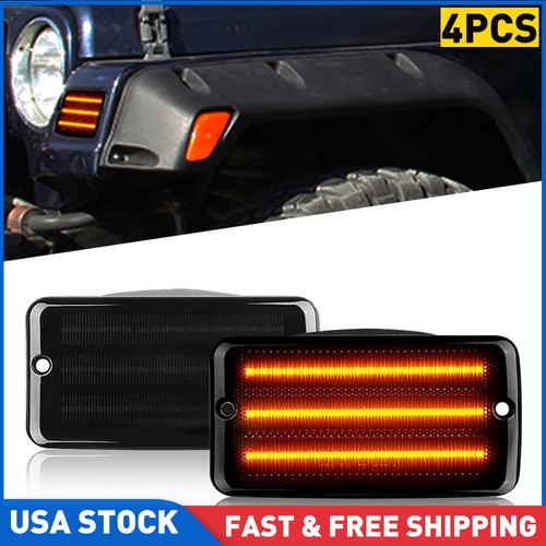 For 1997-06 Jeep Wrangler TJ Smoke Bumper Signal Fender Marker Side ...