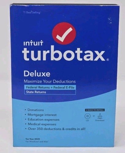 TurboTax Deluxe Fed & State 2020 Physical Disc Or Download NEW 2020 Tax ...
