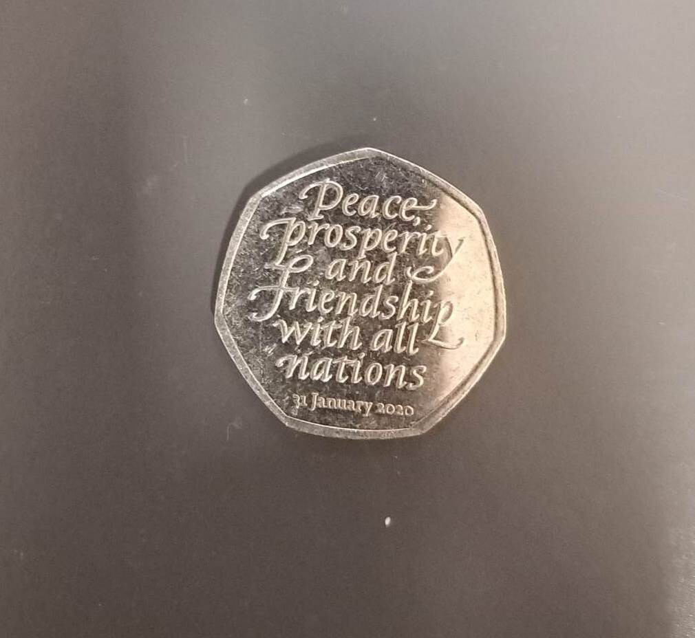Rare 2020 UK 50p Brexit Coin - Commemorating Peace, Prosperity, and ...