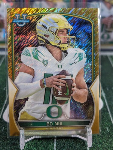 2022 Bowman University Chrome Bo Nix Gold Shimmer 30/50 Oregon Ducks | eBay