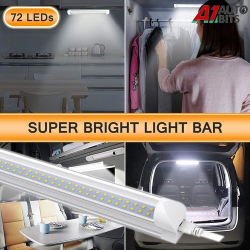12v Led Tube Strip Lights Caravan Motorhome 33cm 72 Cool White Led's ...