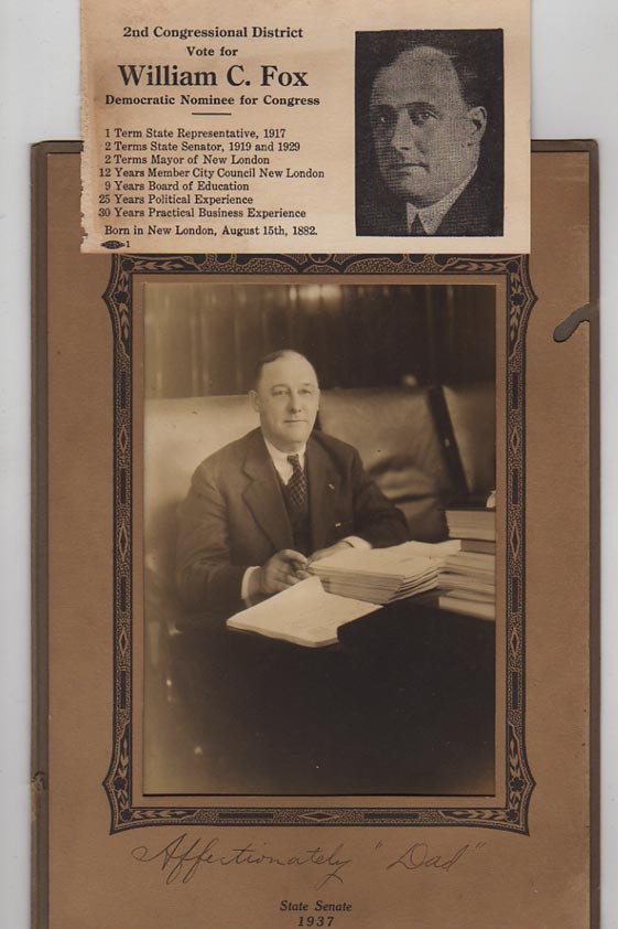 NEW LONDON CT 1937 Signed Photo WILLIAM C FOX State Senate Democratic ...