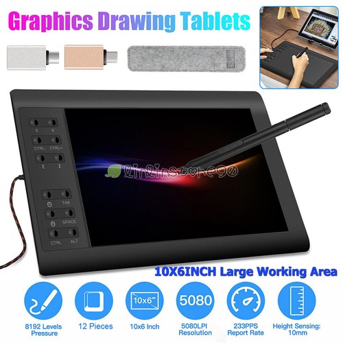Professional Digital Graphic Drawing Tablet HD Screen with Battery-free ...