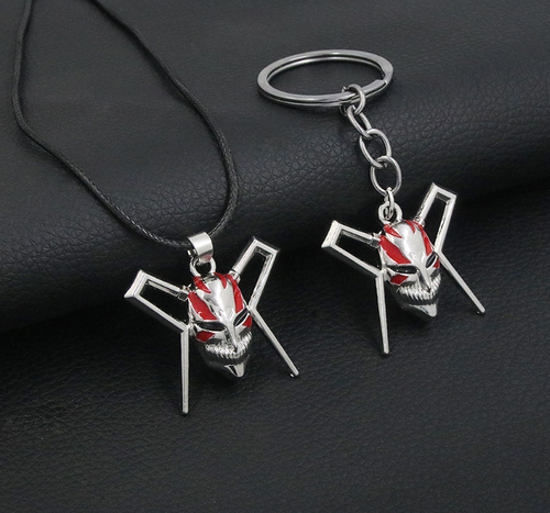 2PCS Anime Bleach Ichig Mask keychain Necklace Pendant Cosplay Boys ...