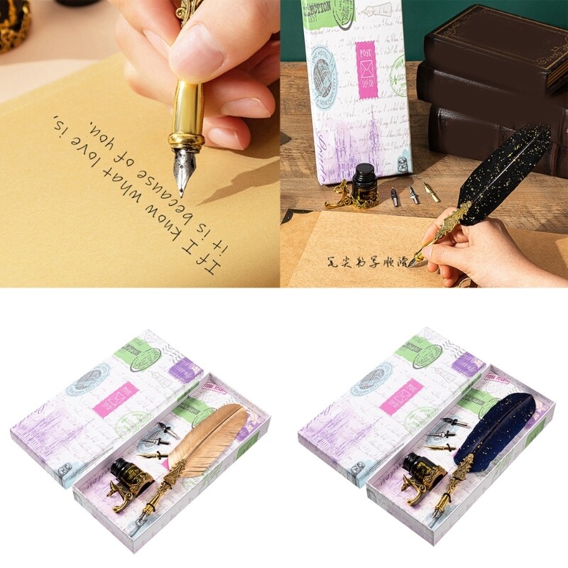 Vintage Dip Pens Antique Dip Pen Set with Replacement Pen Nib and Ink ...