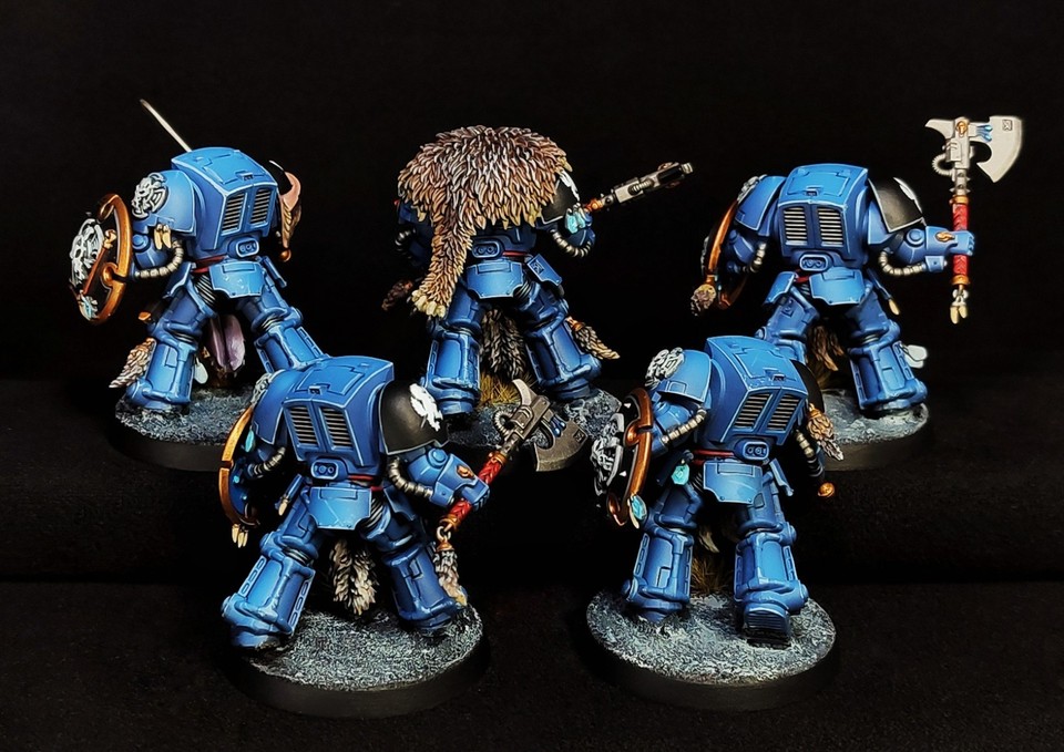 Wolf Guard Terminators Space Wolves painted Warhammer 40k Primaris ...