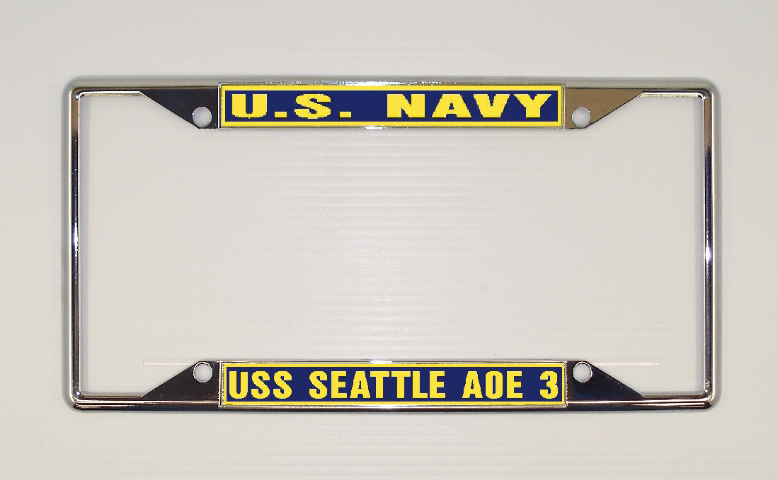 USS SEATTLE AOE 3 License Plate Frame U S Navy Military Car-Truck ...
