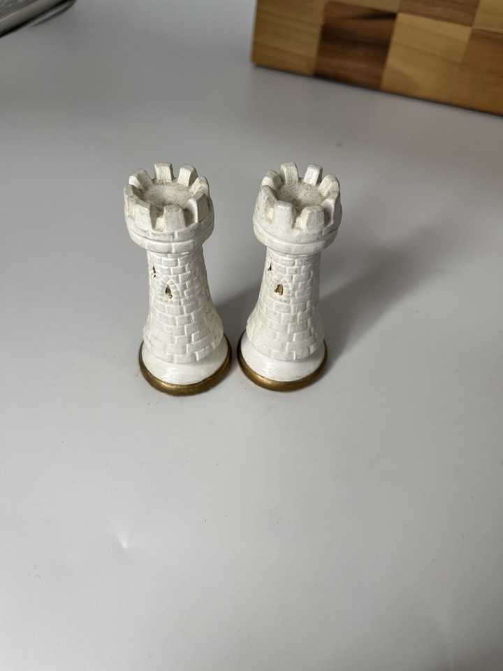 Vintage Ceramic Duncan Mold Chess Pieces Hand Painted Complete Set | eBay