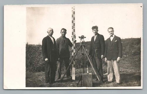 European SURVEYORS w Stadia Rod RPPC Antique Surveying Occupation Photo ...
