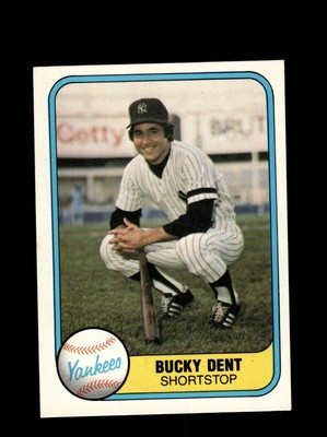 New York Yankees Bucky Dent #80 Fleer Baseball Near Mint or Better top ...