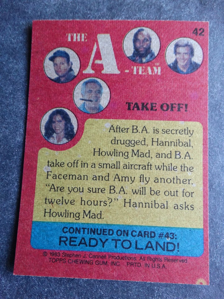 1983 Topps The A-Team Tv Show Trading Card Complete Your Set You U Pick ...